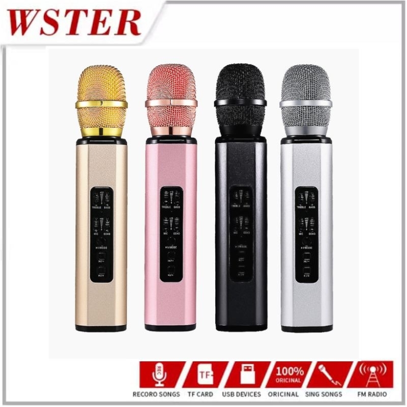 Jual WSTER Mic Wireless Bluetooth K6/Microphone Karaoke Stereo Sound player/Mikropon Dual ...