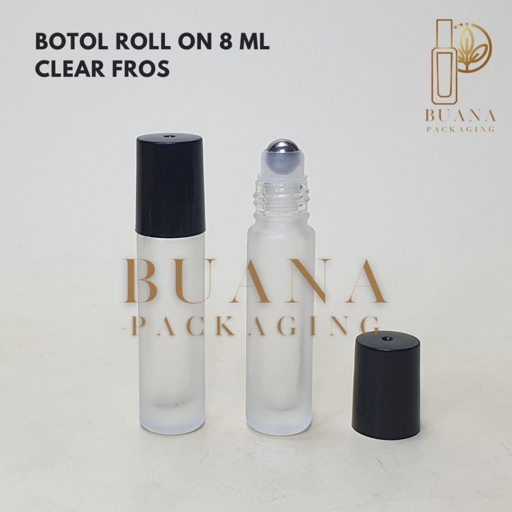 Jual Botol Roll On 8 ml Clear Frossted Tutup Plastik Hitam Bola ...