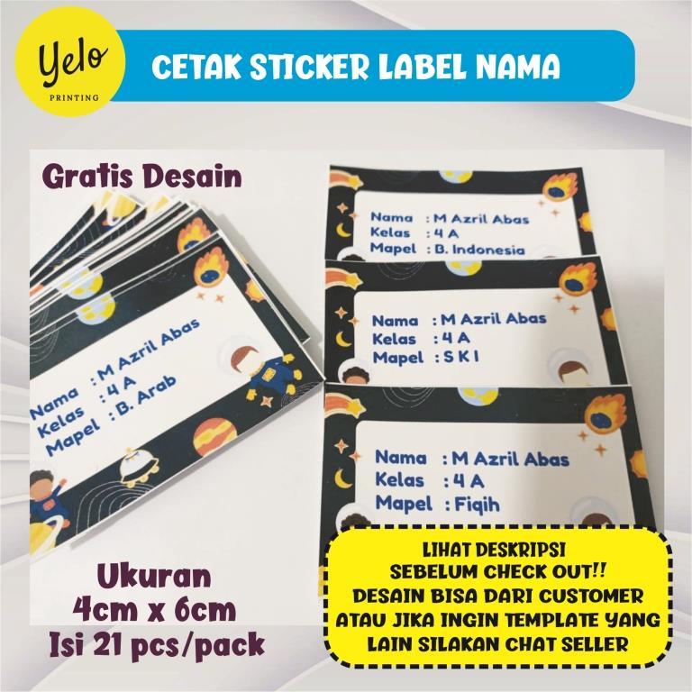 Jual Cetak Label Nama (Nama, Kelas, dan Mata Pelajaran) | Shopee Indonesia