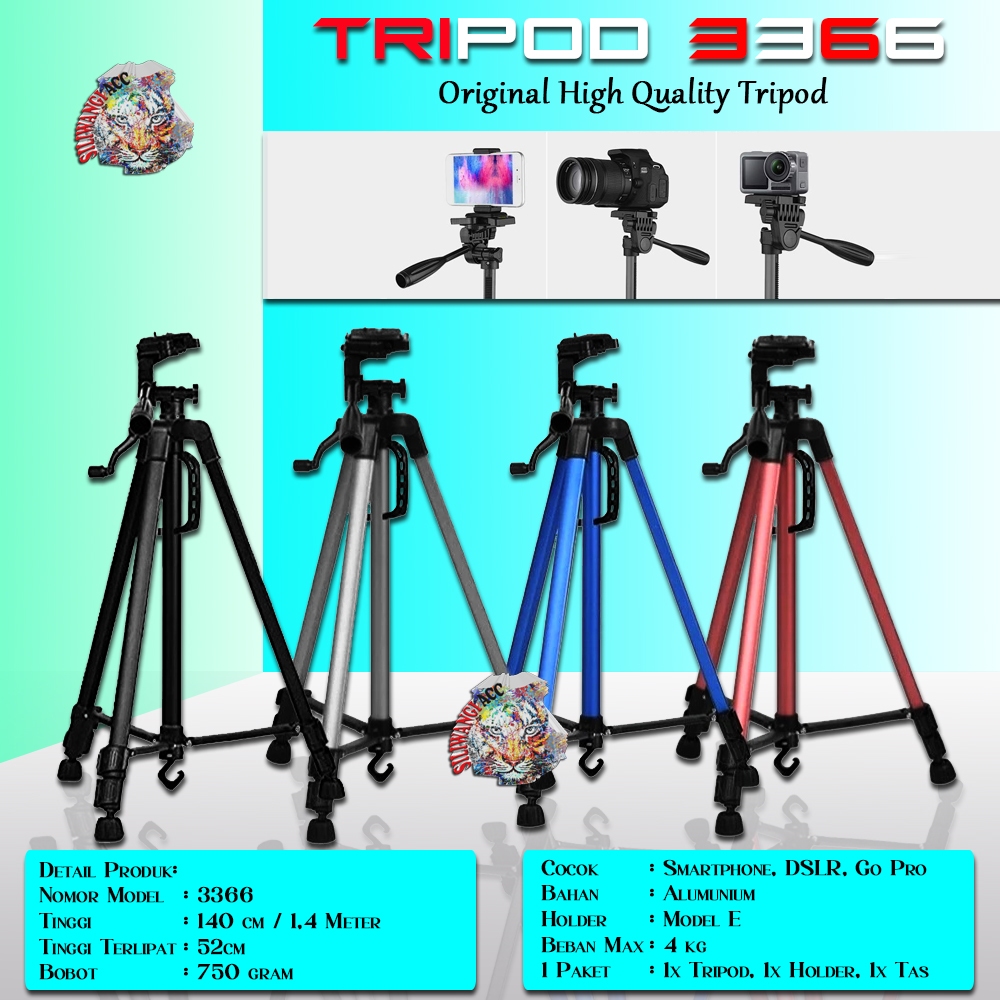 Jual Tripod Hp Handphone Konten Kamera Dslr Original Tripot 3366 | Shopee Indonesia