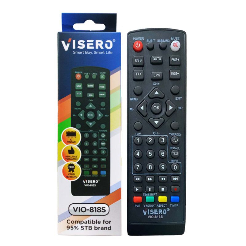 Jual VISERO REMOTE STB SET TOP BOX UNIVERSAL VIO- 818S+ | Shopee Indonesia