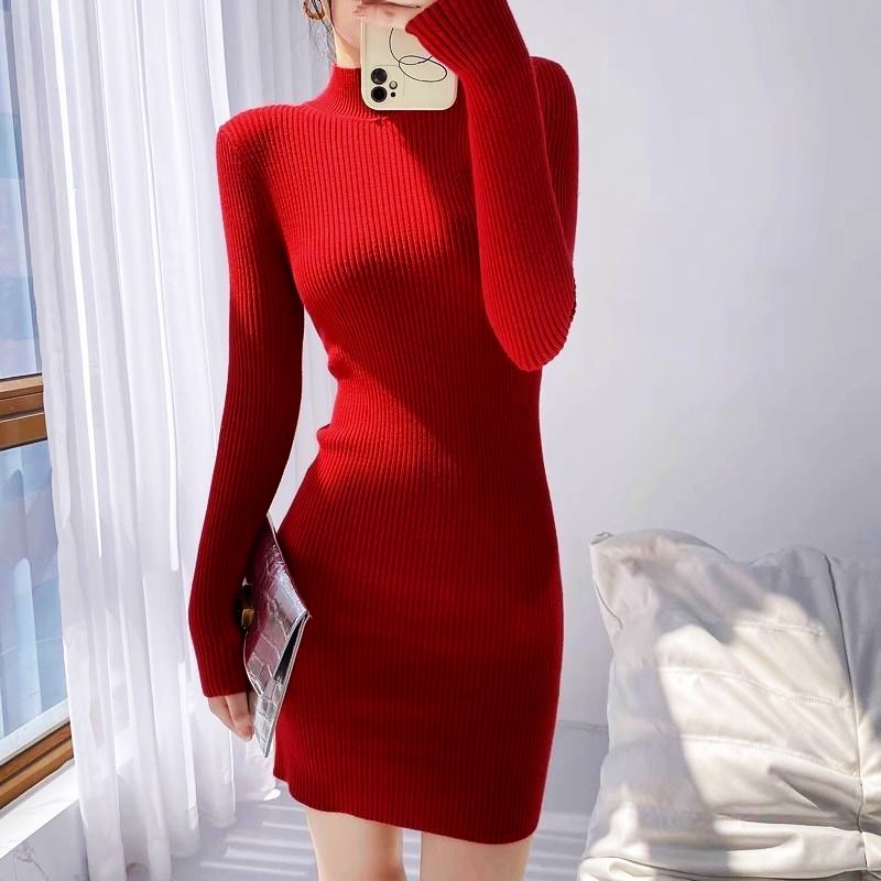 Jual AJW Mini Dress Turtleneck Wanita Knit Import Premium SAT | Dress Korean Style Turtleneck ...