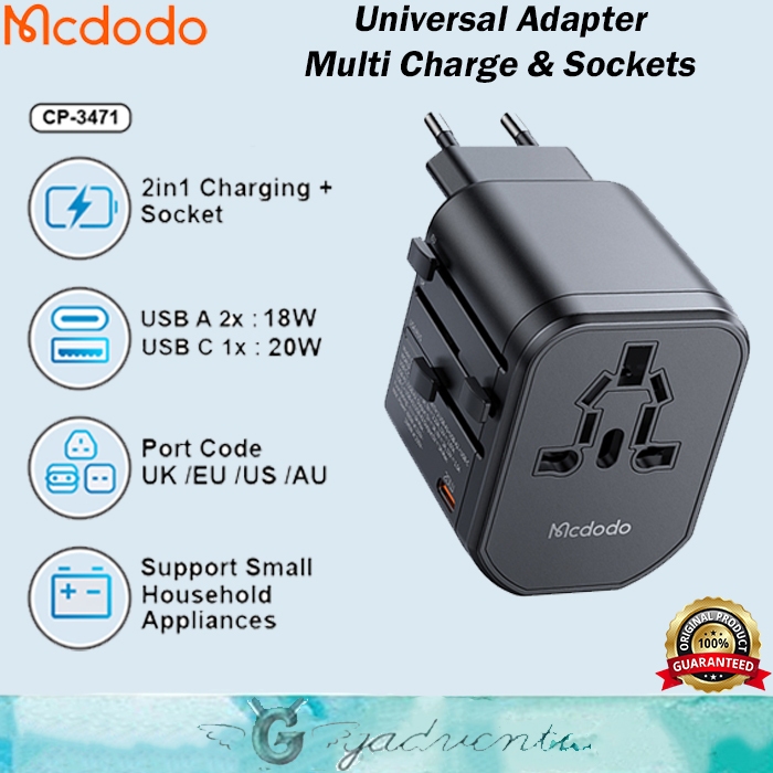 Jual MCDODO CP-3471 Converter Adaptor Travel Universal Colokan Charger ...