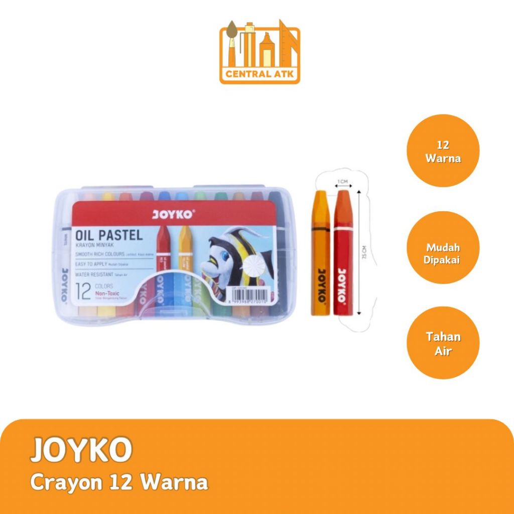 Jual CRAYON / OIL PASTEL JOYKO ISI 12 WARNA | Shopee Indonesia