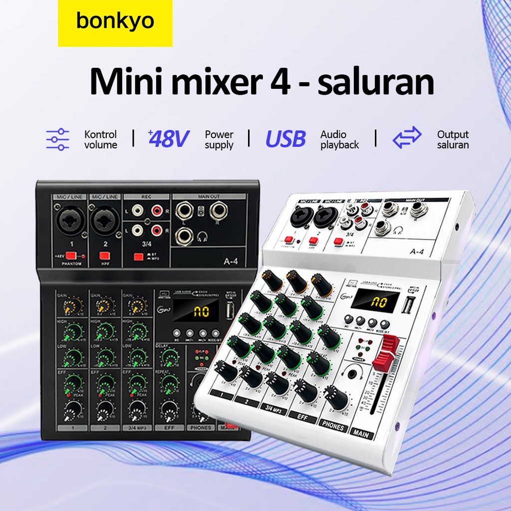 Jual bonkyo Pm4 mixer sound audio system Bluetooth dsp USB 4 channel ...