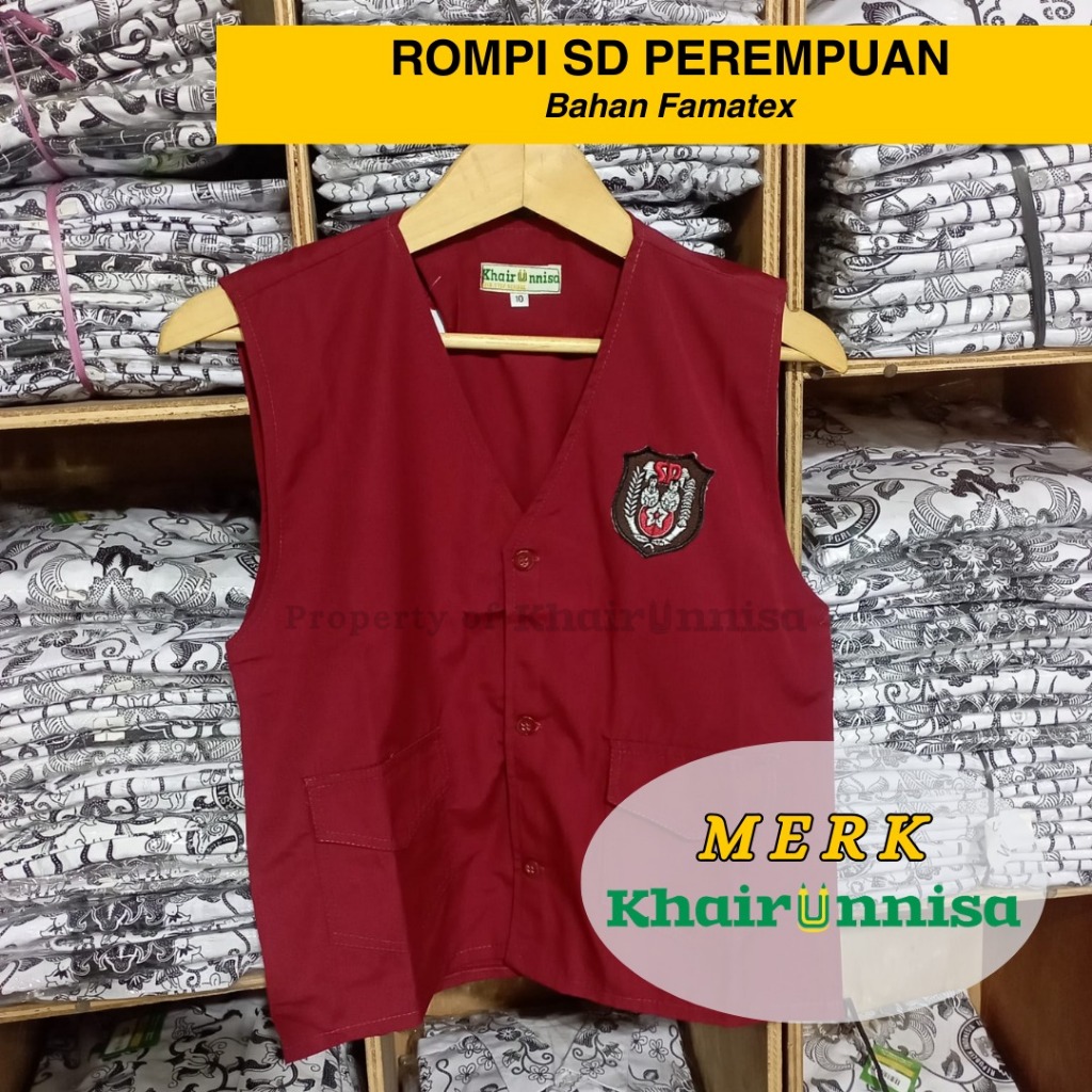 Jual Seragam Sekolah Rompi Merah SD Perempuan Merk Khairunnisa | Shopee ...