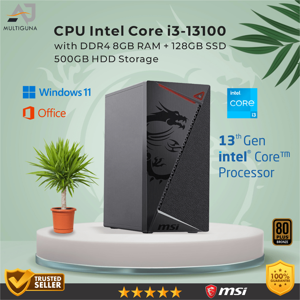 Jual CPU PC Komputer Intel Core i3-13100 Gen-13 RAM 8GB SSD Rakitan ...