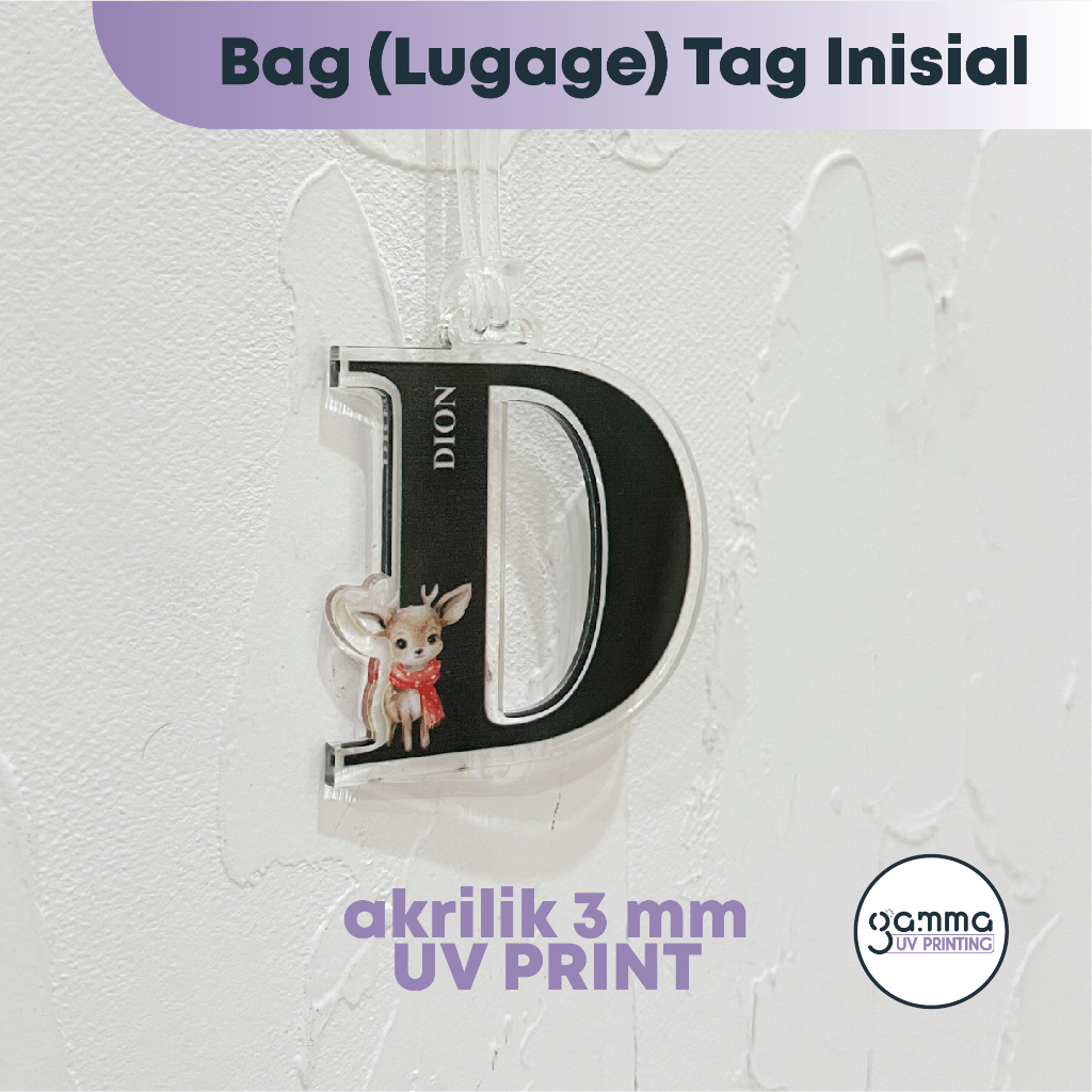 Jual Custom Luggage Tag Acrylic UV Print Inisial / Gantungan Koper Nama ...