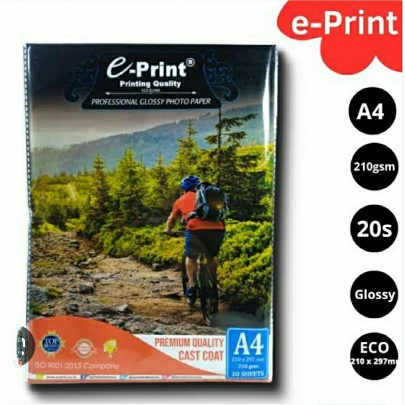 Jual ECO Blank Kertas Foto e Print Glossy 210 GSM A4 isi 20 Lembar ...
