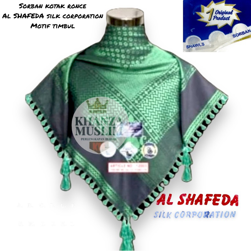 Jual SORBAN AL SHAFEDA WARNA DASAR HITAM || SURBAN KOTAK RONCE ORIGINAL ...