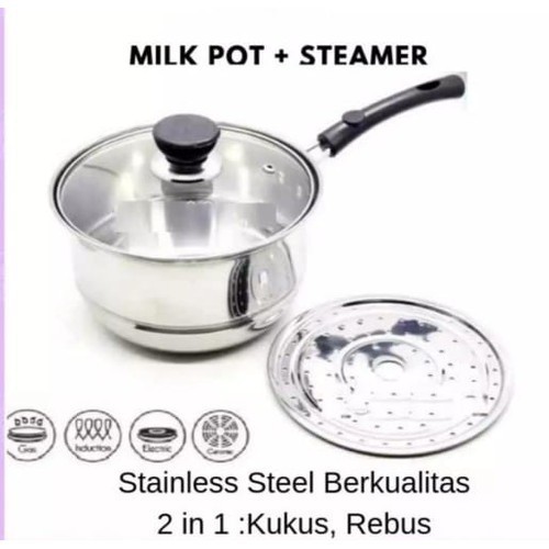 Jual MILK POT / Panci Susu 20 CM With Steamer panci mini 2 in 1 bisa ...