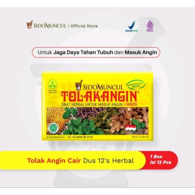 Jual Tolak Angin Cair Sido Muncul 1Box Isi 12 Sachet @ 15 Ml | Shopee ...