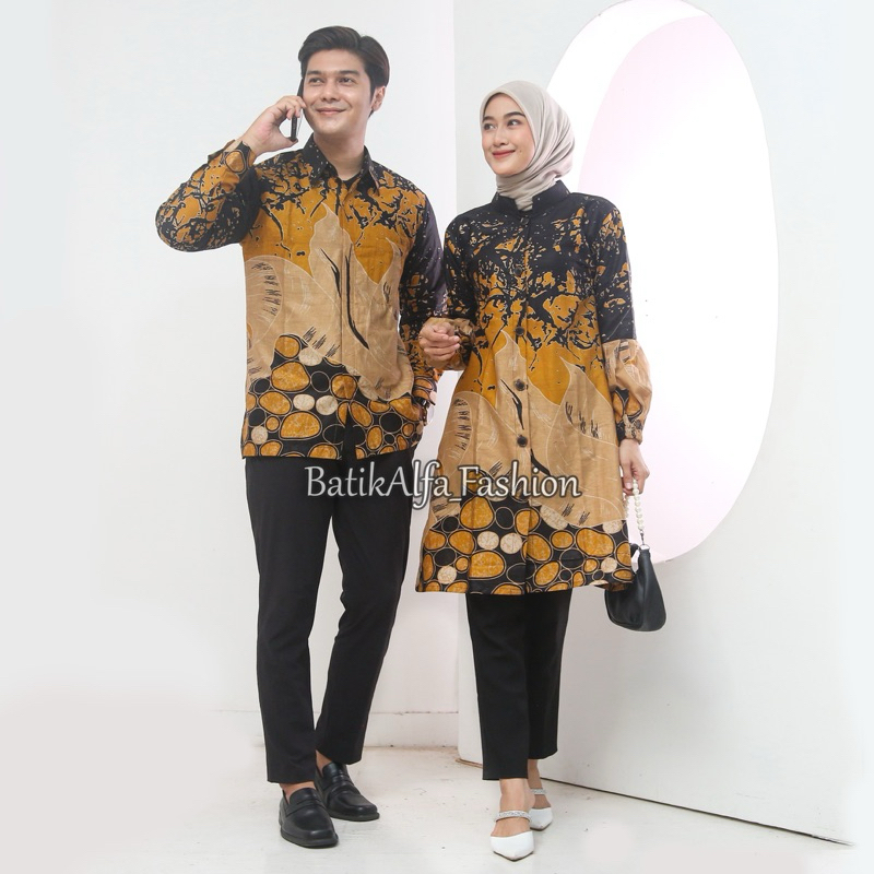 Jual Atasan Batik Wanita Batik Tunik Terbaru Lengan Balon Couple Kemeja Pria Modern Ready ...