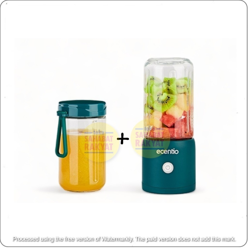 Jual 1+1 Blender/Juicer Kaca Elektrik Portable 8 Mata Pisau Ecentio 380 ml | Shopee Indonesia