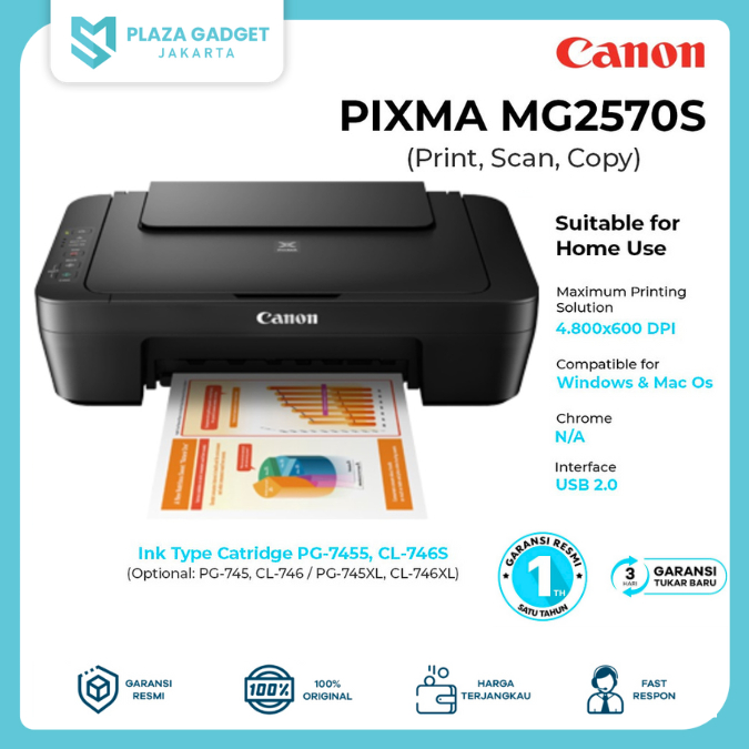Jual Printer CANON PIXMA MG2570S All in One Print Scan Copy - Garansi ...