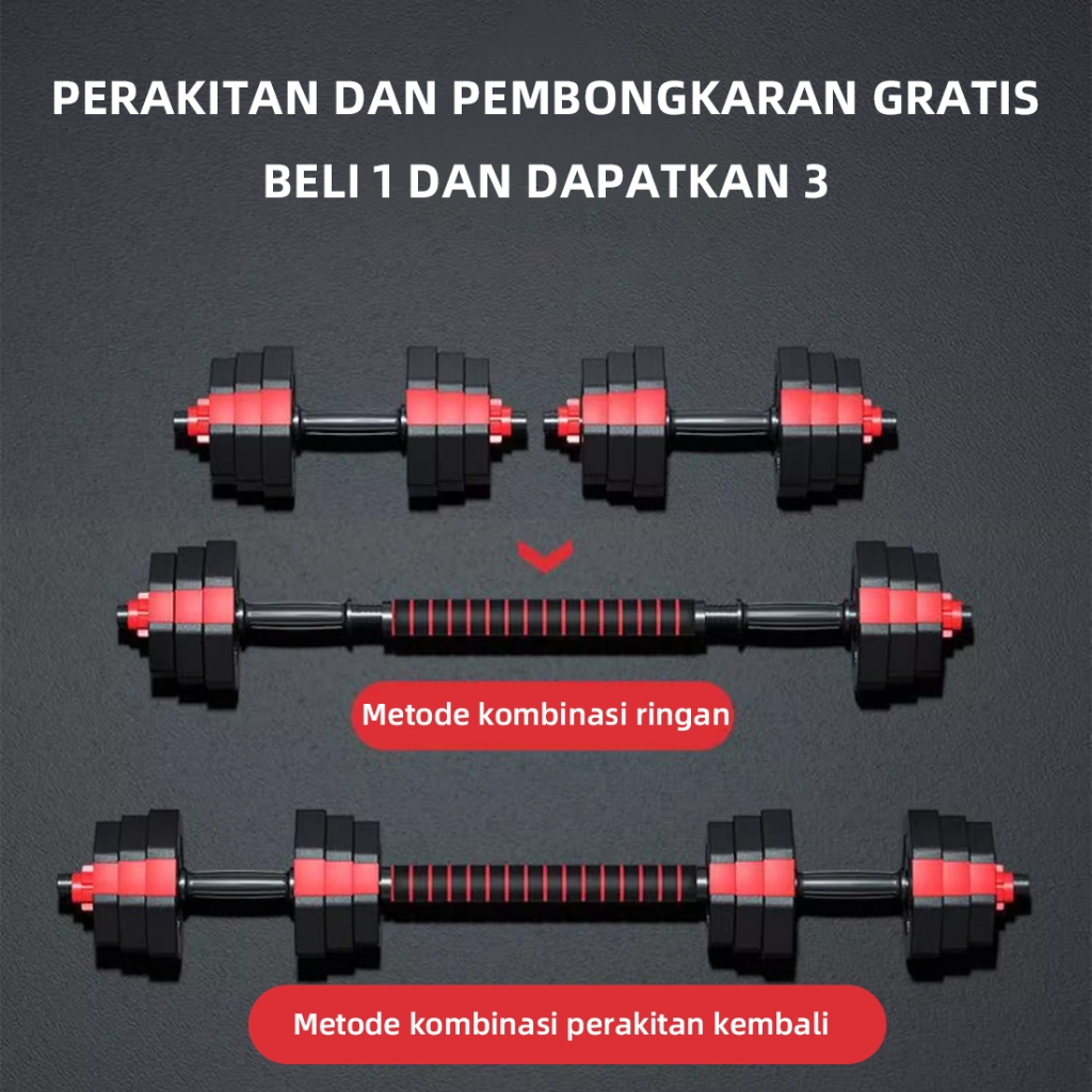 Jual Dumbell Set 30kg/40KG Barbel 4 in1 PVC Alat Olahraga Angkat Besi ...