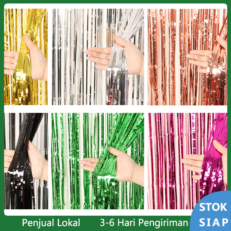 Jual 1Pack Foil Tirai Latar Belakang Tirai Pinggiran Foil Perada ...