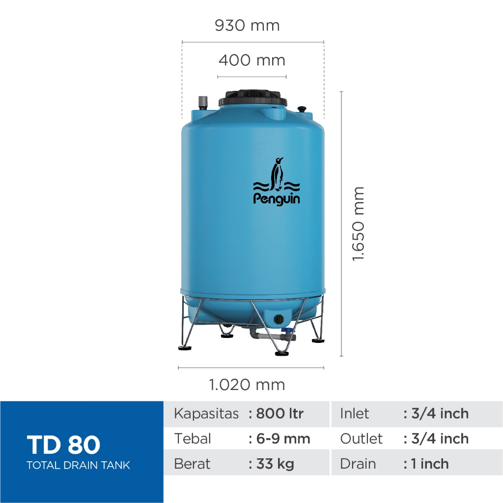 Jual Penguin TD-80 800 Liter Toren Tandon Tangki Air Total Drain Tank ...