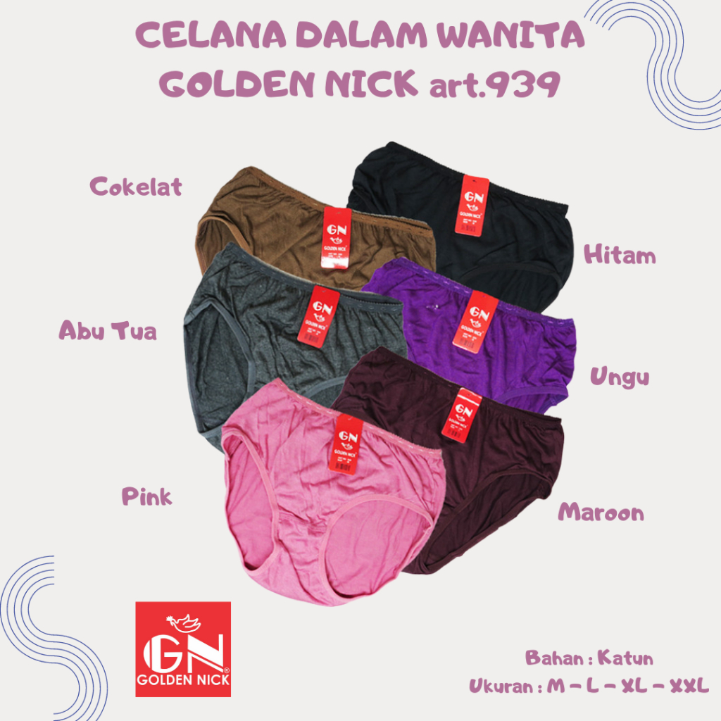 Jual CD Isi 6 Pcs Celana Dalam Underwear Golden Nick Original Murah Celana Dalam Wanita YUTIND ...
