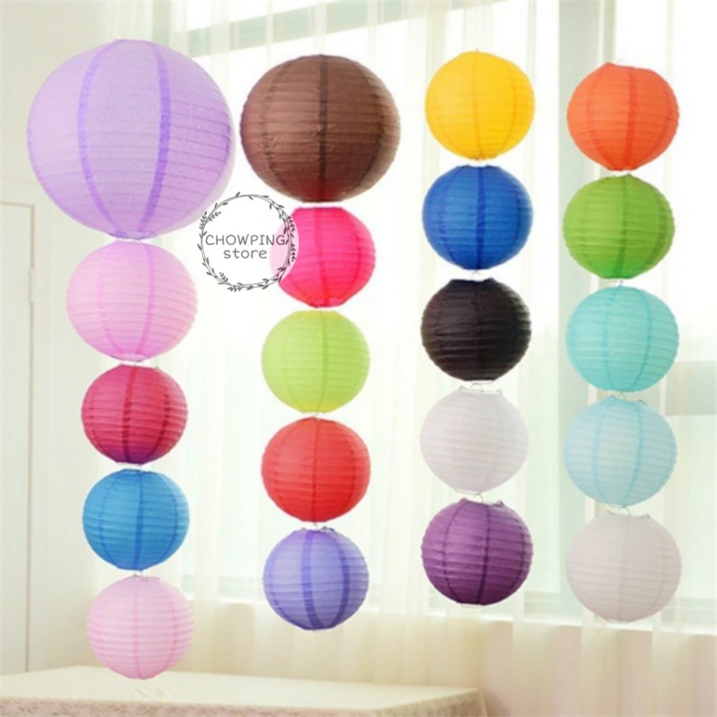 Jual Lampion Kertas Bulat Gantung Paper Lantern 20cm Aneka Warna ...