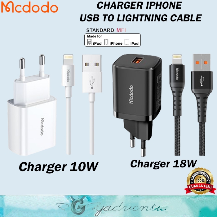 Jual Mcdodo Charger Set For iPhone 5 6 7 8 X XR XS Max USB Lightning ...