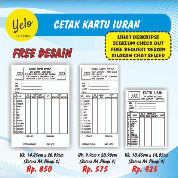 Jual Cetak Kartu Iuran | Shopee Indonesia