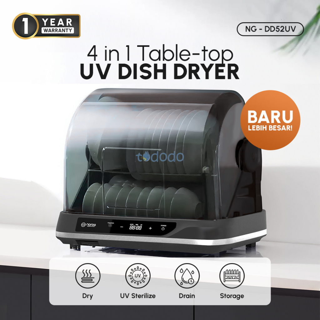 Jual Sterilizer / Pengering Alat Makan Norge 4 In 1 Table-top UV Dish Dryer 52L 350W (NG-DD52UV ...