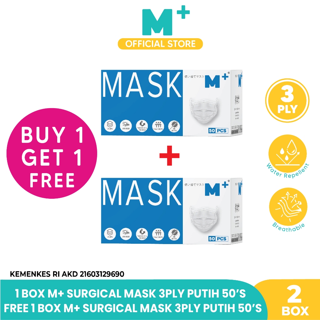 Jual Paket 2 Box M+ Masker Medis Earloop 3 Ply Paket 2 Box- Surgical ...