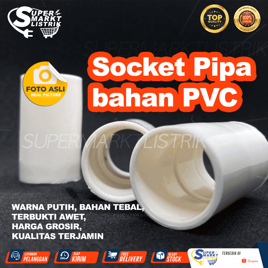 Jual GROSIR Sock Socket Pipa Sambungan Pipa Pralon Paralon Listrik PVC ...