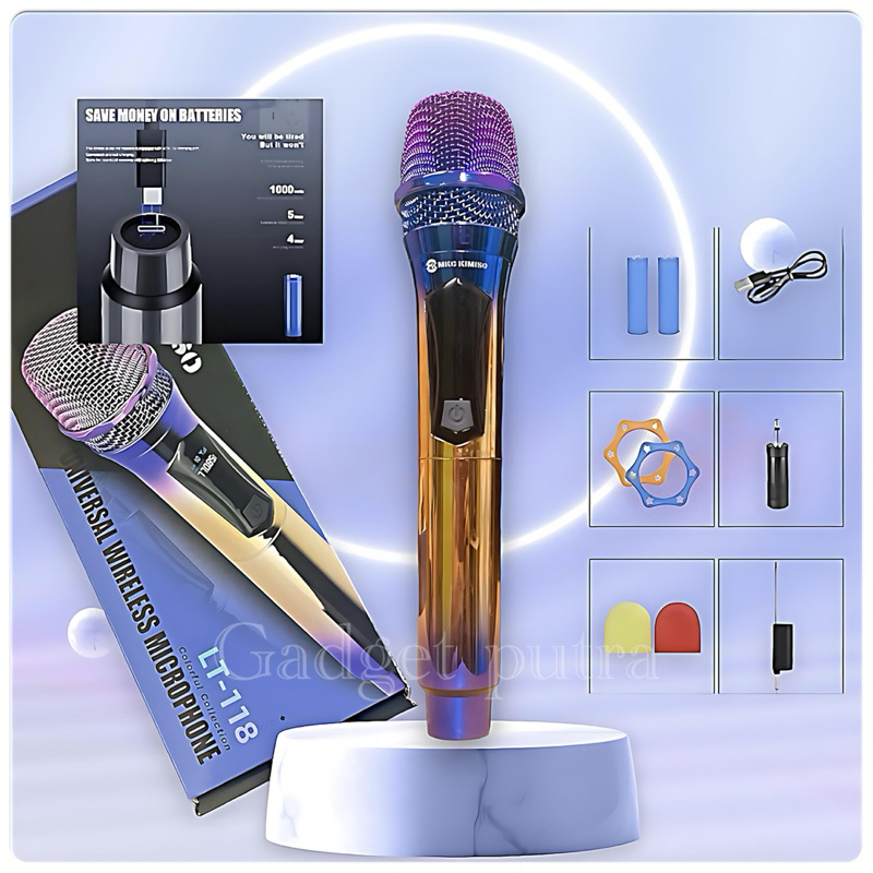 Jual Mic wireless LT-118 rainbow with receiver 1mic/ single mic ...
