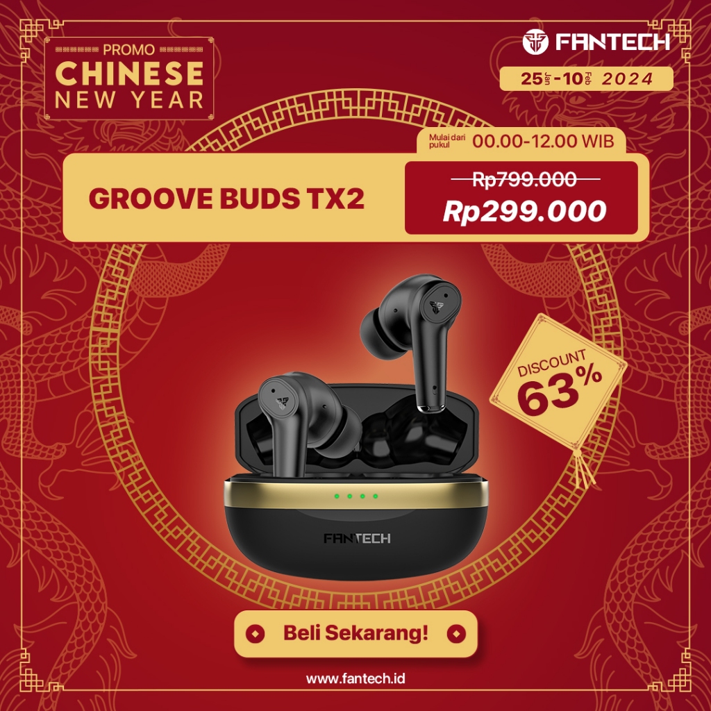 Jual TWS Fantech GROOVE BUDS TX2 Wireless Earphone Bluetooth | Shopee ...