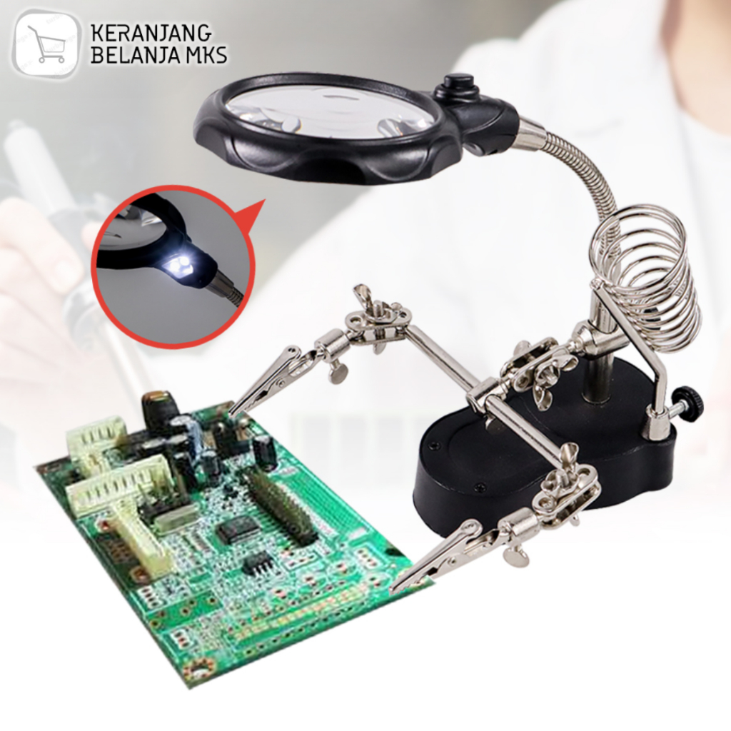 Jual Dudukan Solder Dengan Kaca Pembesar Helping Hand Alat Pegangan ...