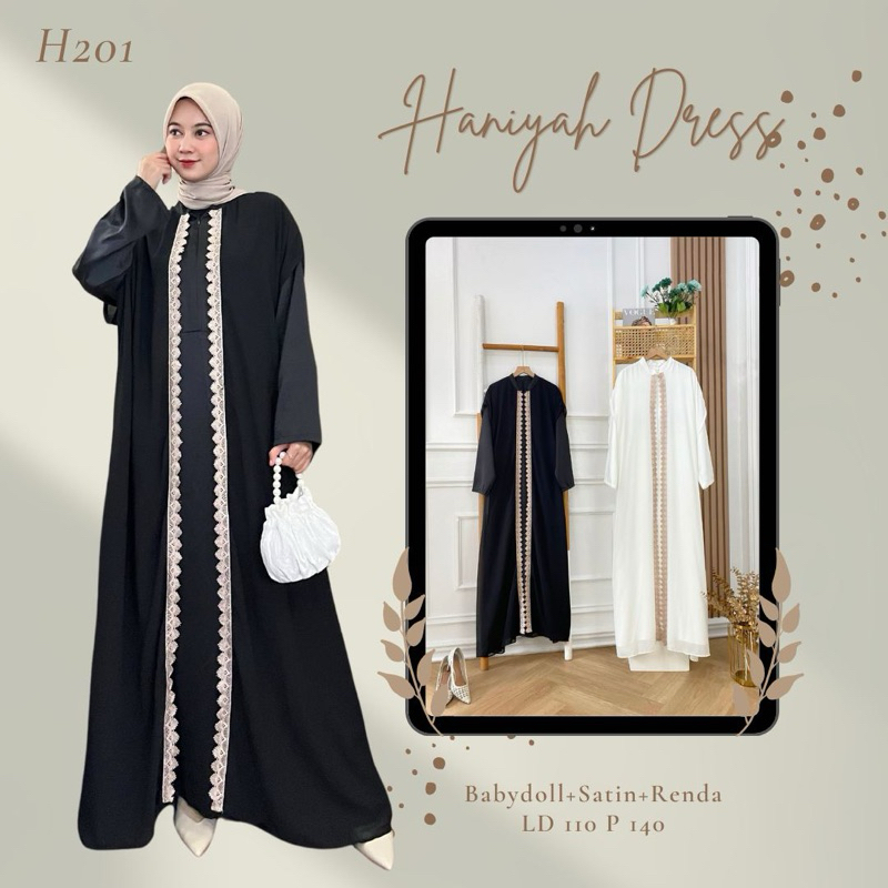 Jual HANIYAH DRESS HITAM PUTIH POLOS / DRESS LEBARAN / ABAYA HITAM ...