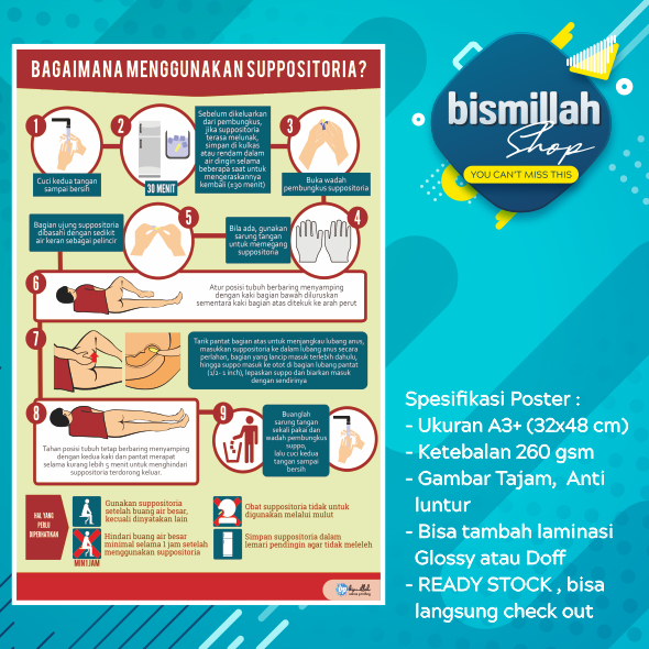 Jual Poster cara menggunakan Obat Suppositoria | Shopee Indonesia