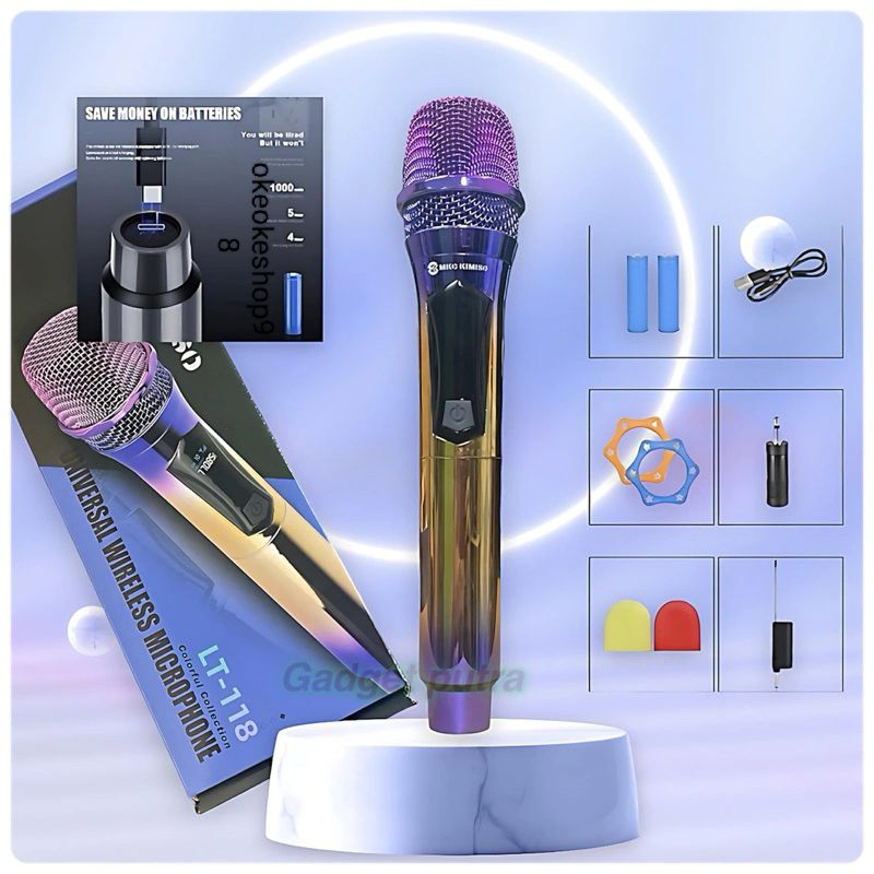 Jual Mic wireless LT-118 rainbow with receiver 1 Mic/single bluetooth ...