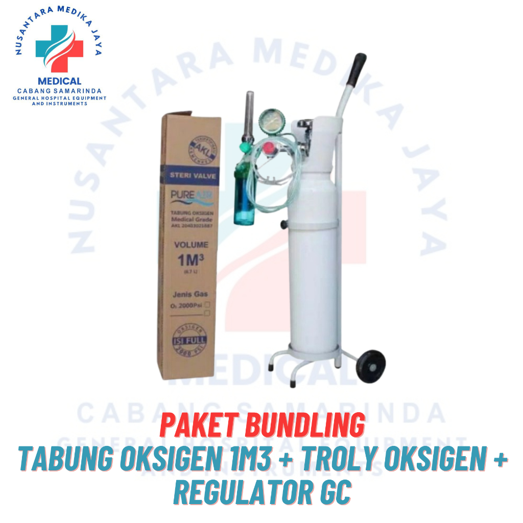 Jual Paket Bundling Tabung oksigen 1m3 + Troly oksigen + Regulator | Shopee Indonesia
