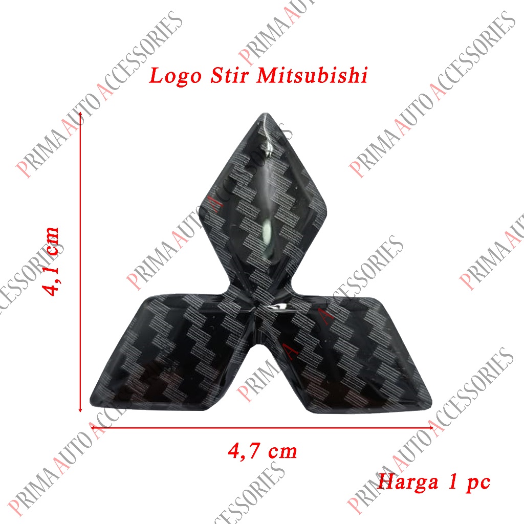 Jual Casing Logo Stir Mobil Mitsubishi Carbon Lebar 4,7 cm | Shopee ...