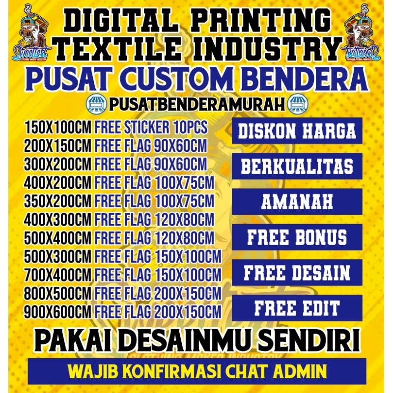 Jual 1 HARI JADI, FLAG UK 600X300CM, BENDERA CUSTOM PAKAI DESAIN ...