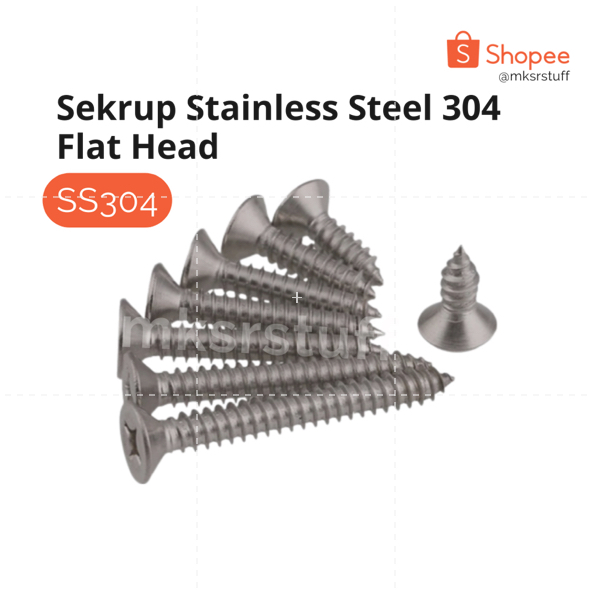 Jual (50pcs) SS304 #5 - (3.2mm) Flat Head Screw/Skrup/Sekrup | Shopee ...