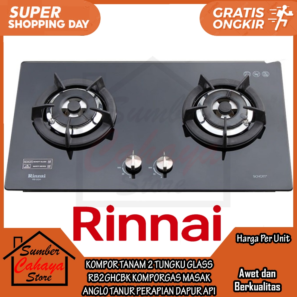 Jual KOMPOR TANAM 2 TUNGKU GLASS RB2GHCBK KOMPOR MASAK ANGLO TANUR ...