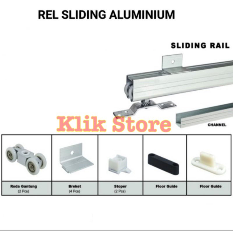 Jual Rel Sliding Aluminium panjang 2,1 meter / J4 KOMPLIT | Shopee ...