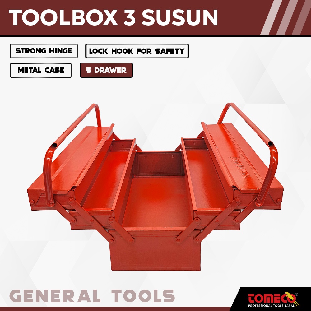 Jual Toolbox Besi 3 Susun Tomeco Kotak Perkakas 5 Laci Metal Tool Box | Shopee Indonesia