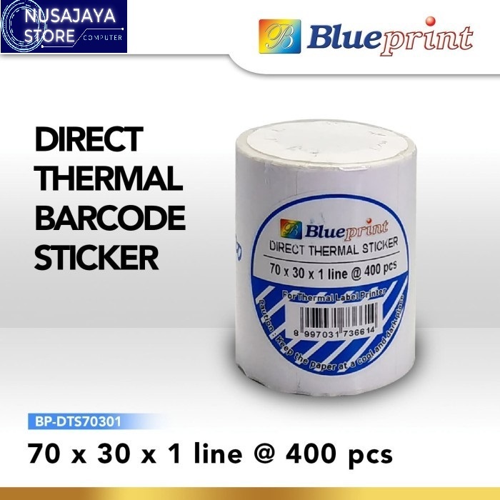Jual Direct Thermal Sticker 70 x 30 Label Stiker BLUEPRINT 70x30 mm 1 ...