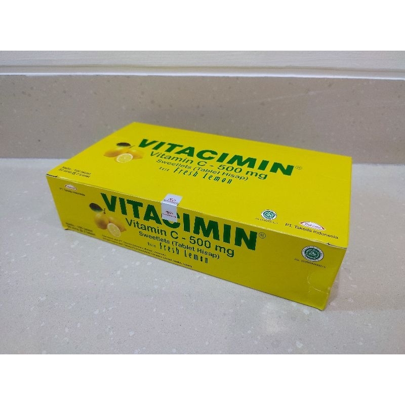 Jual Vitacimin 1 Box (50 strip) 100 Tablet Hisap Kunyah Vitamin C 500 ...