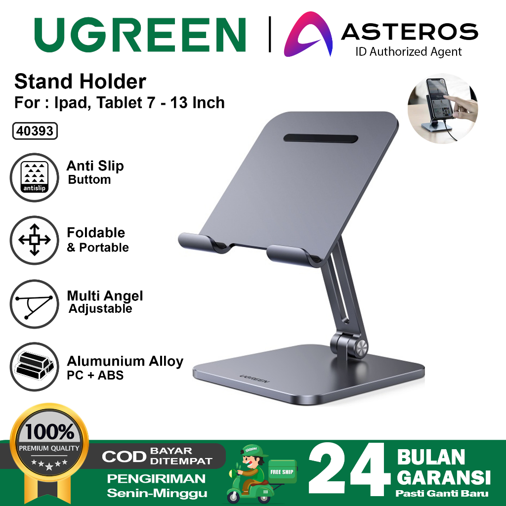 Jual UGREEN Stand Holder Full Aluminium Dudukan HP Tablet Laptop 80708 ...