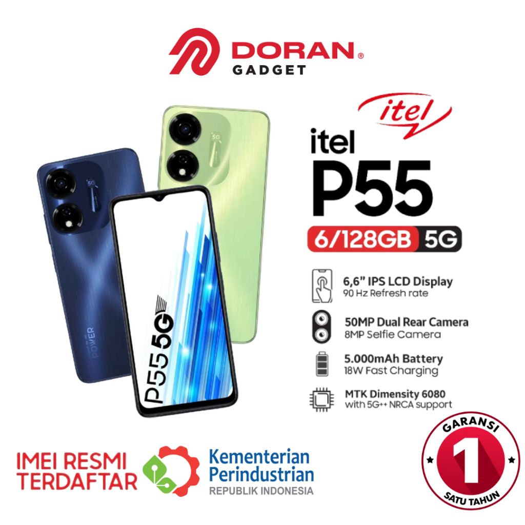 Jual iTel P55 5G 6/128GB RAM 6GB ROM 128GB - Blue | Gold | Green - Garansi Resmi 1 Tahun ...