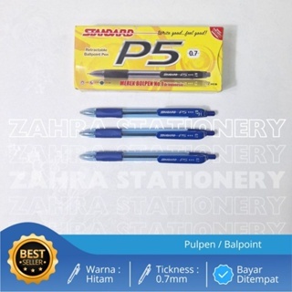Jual Standard Pulpen / Ballpoint P5 Retractable Pen Tinta Hitam & Biru ...