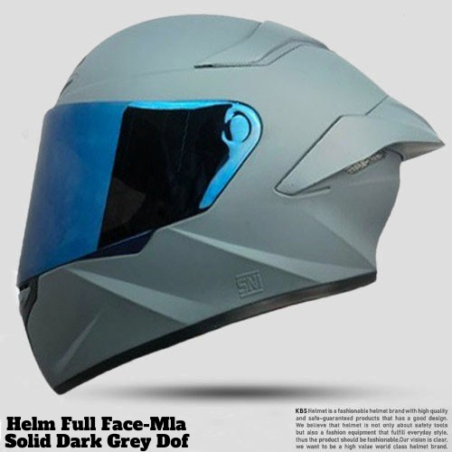Jual Helm Full Face Terbaru Mla TTc Solid Grey Stone Doff Kaca Blue/Red ...