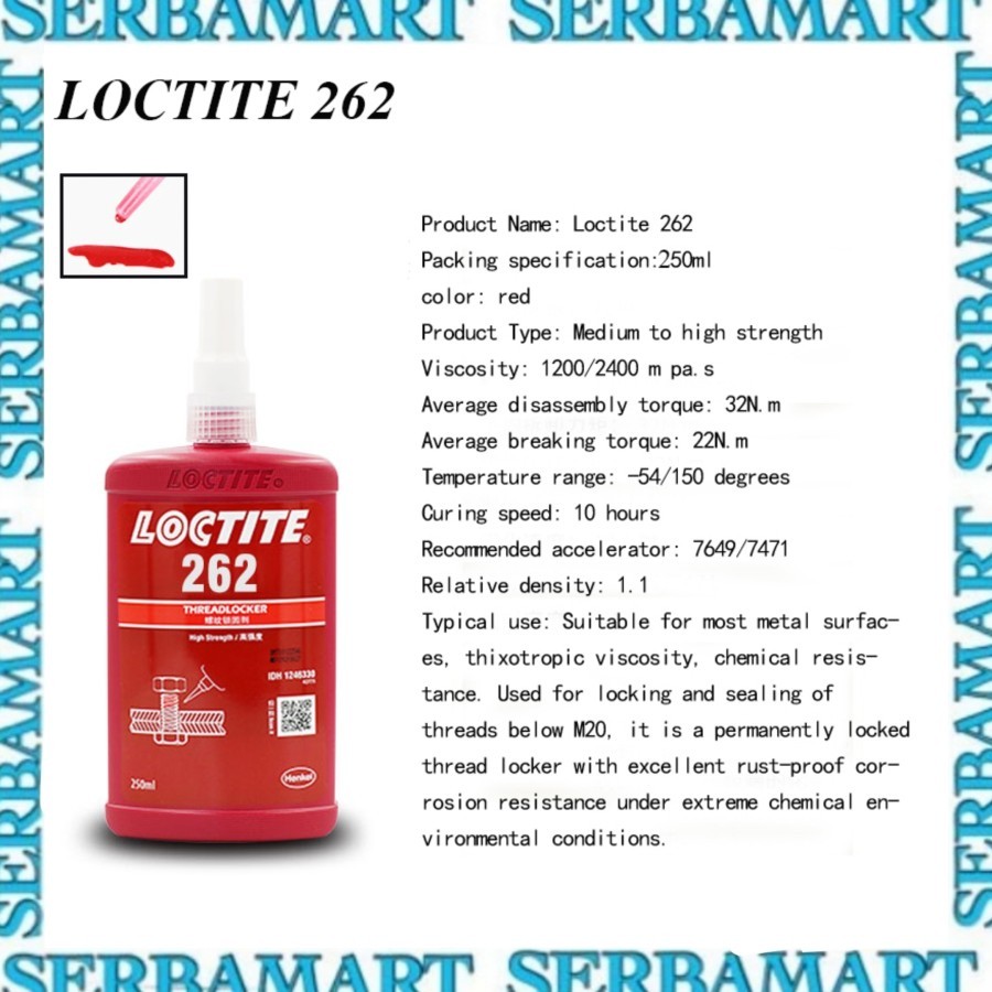 Jual LOCTITE 262 250ML LEM BAUT - LEM LOCTITE 262 250 ML | Shopee Indonesia