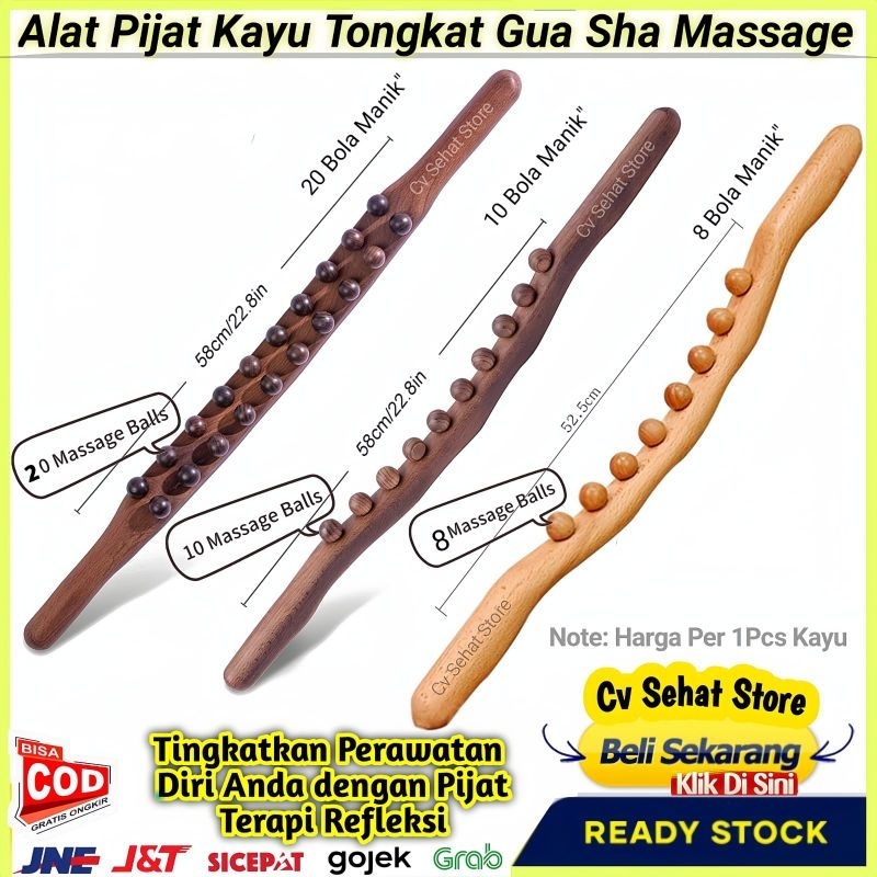 Jual Alat Pijat Bahan Kayu Tongkat Gua Sha Terapi Refleksi Badan Leher ...